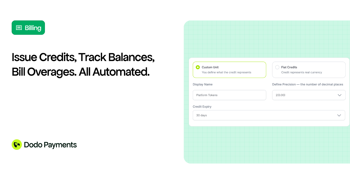 Credit-Based Billing for AI and SaaS Products | Dodo Payments