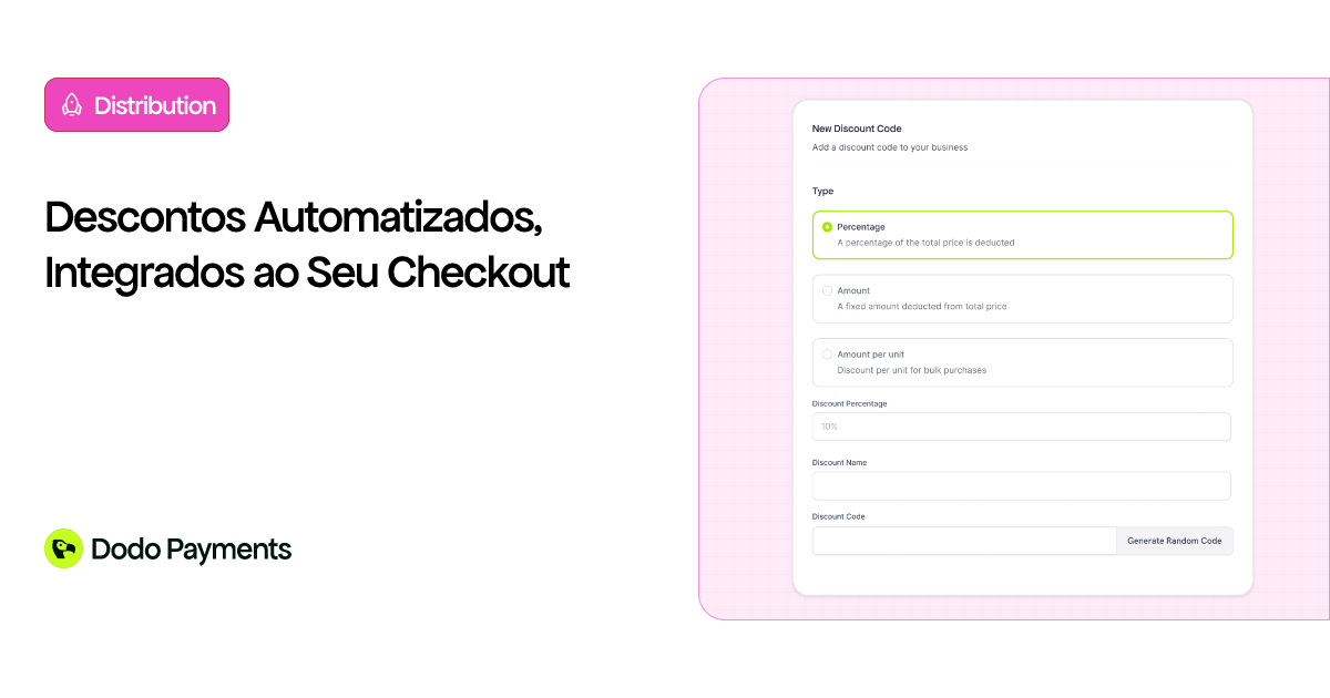 Códigos de Desconto e Gestão de Cupons | Dodo Payments
